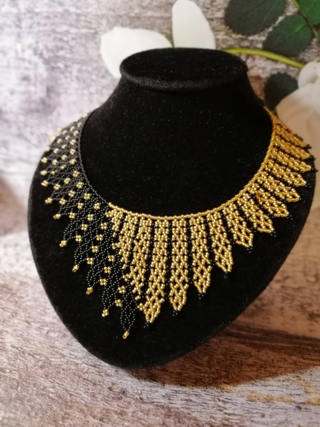 Black Gold Beaded Collar Victorian Style RBG Ruth Bader Ginsburg ...
