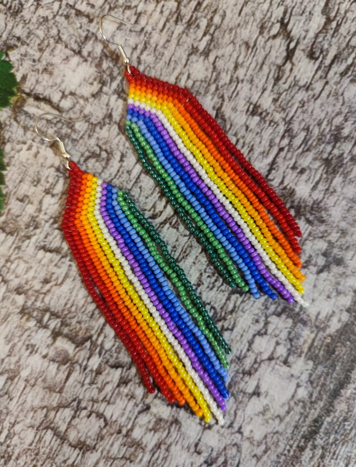 Multicolor Rainbow Beaded Earrings Native Earrings Boho - Etsy