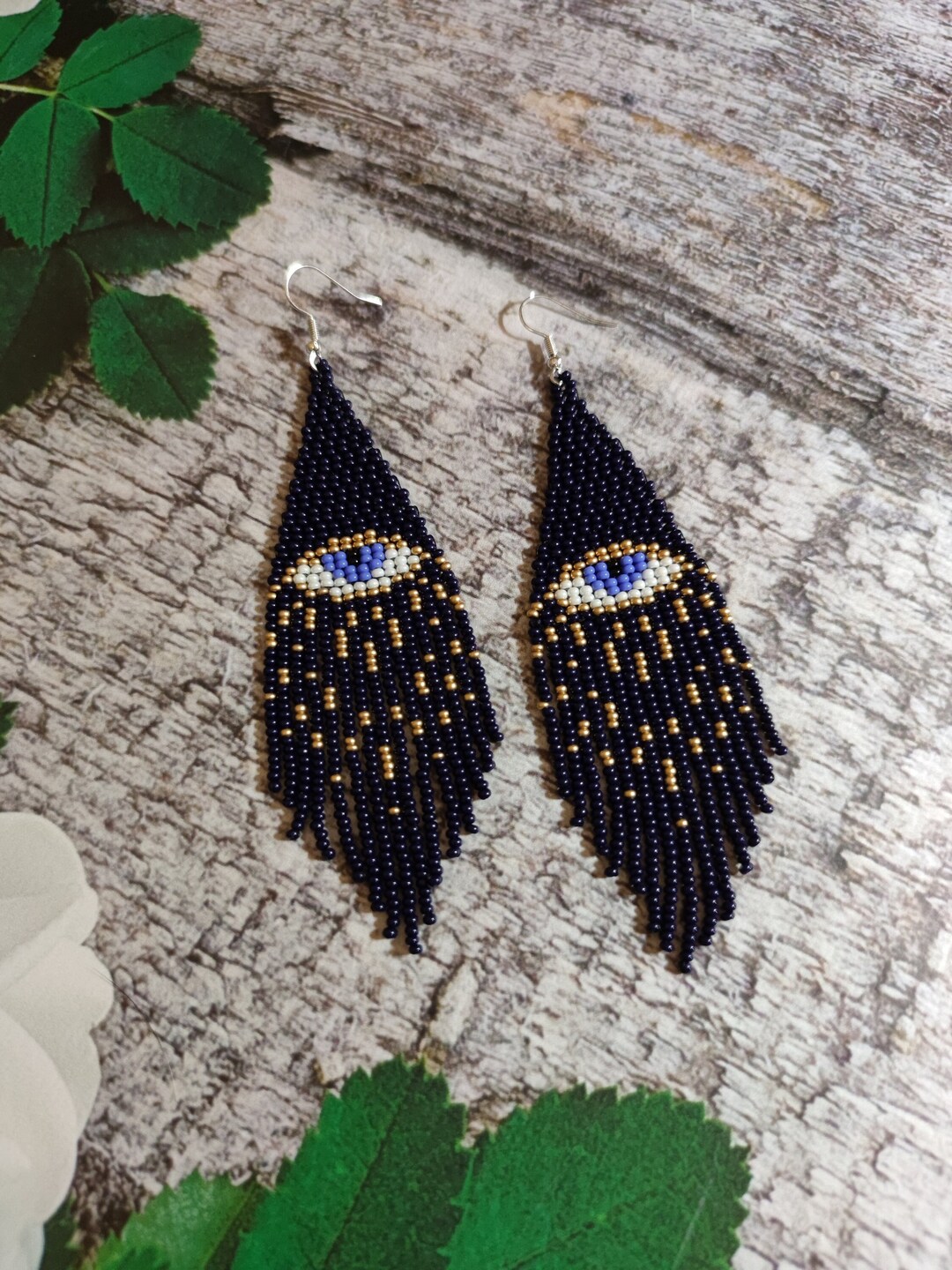 Evil Eye Earrings Beaded Earrings Long Earrings Boho Earrings Blue Evil ...