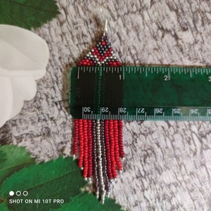 Unique Red Beaded Earrings Native Earrings Long Earrings Boho - Etsy