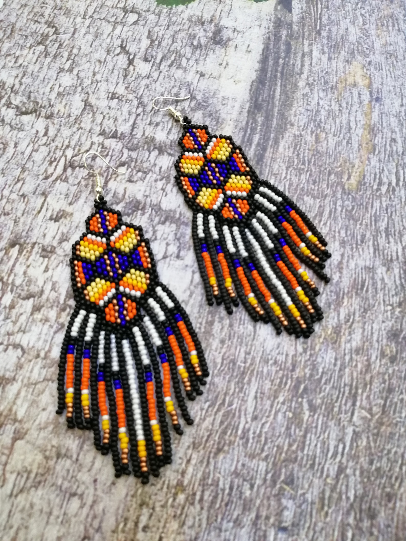 Native American Beaded Earrings Fringe Earrings Gift for Her | Etsy