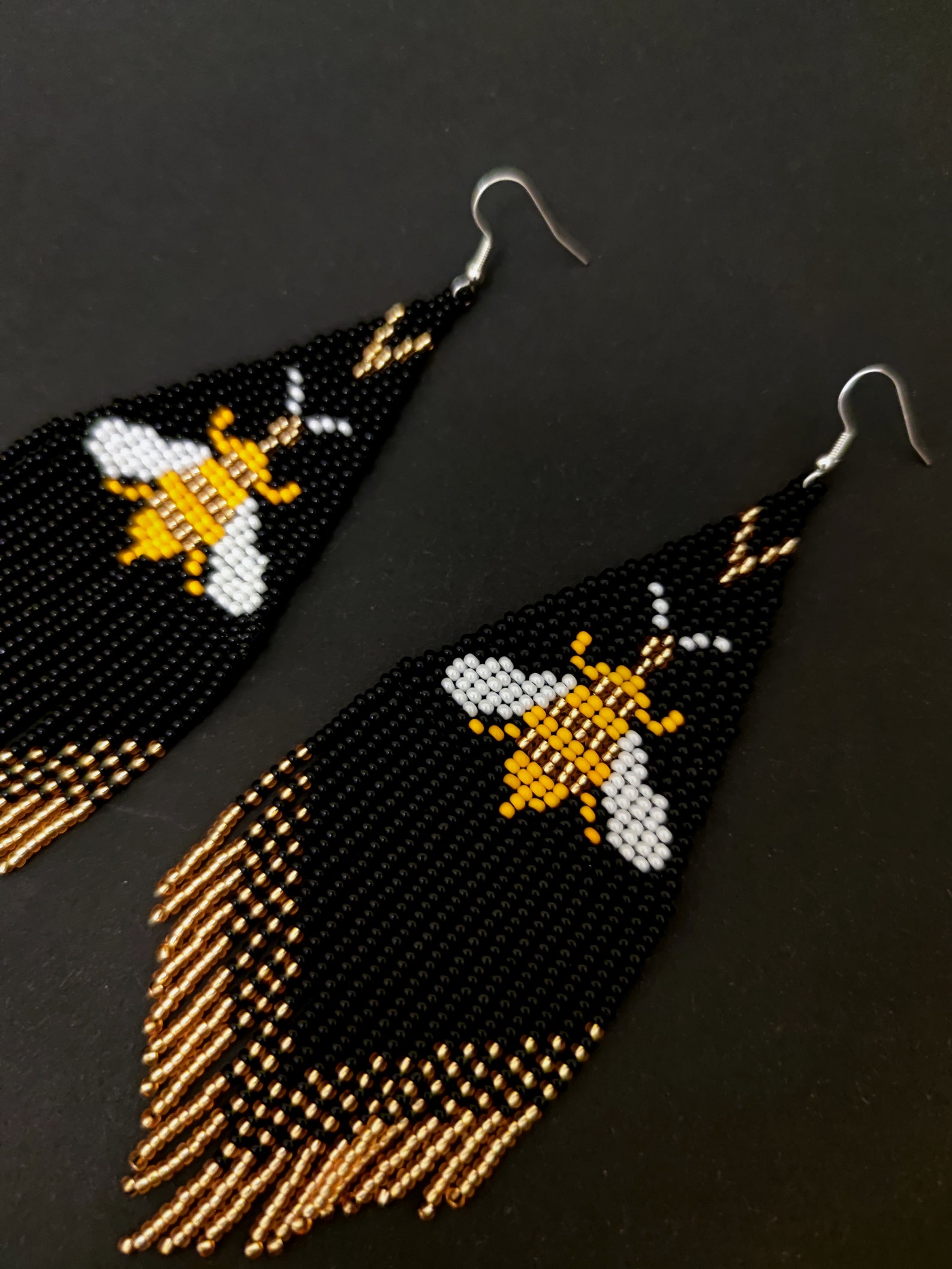 Bead Earrings Bee Native Earrings Big Earrings Gold Bee - Etsy