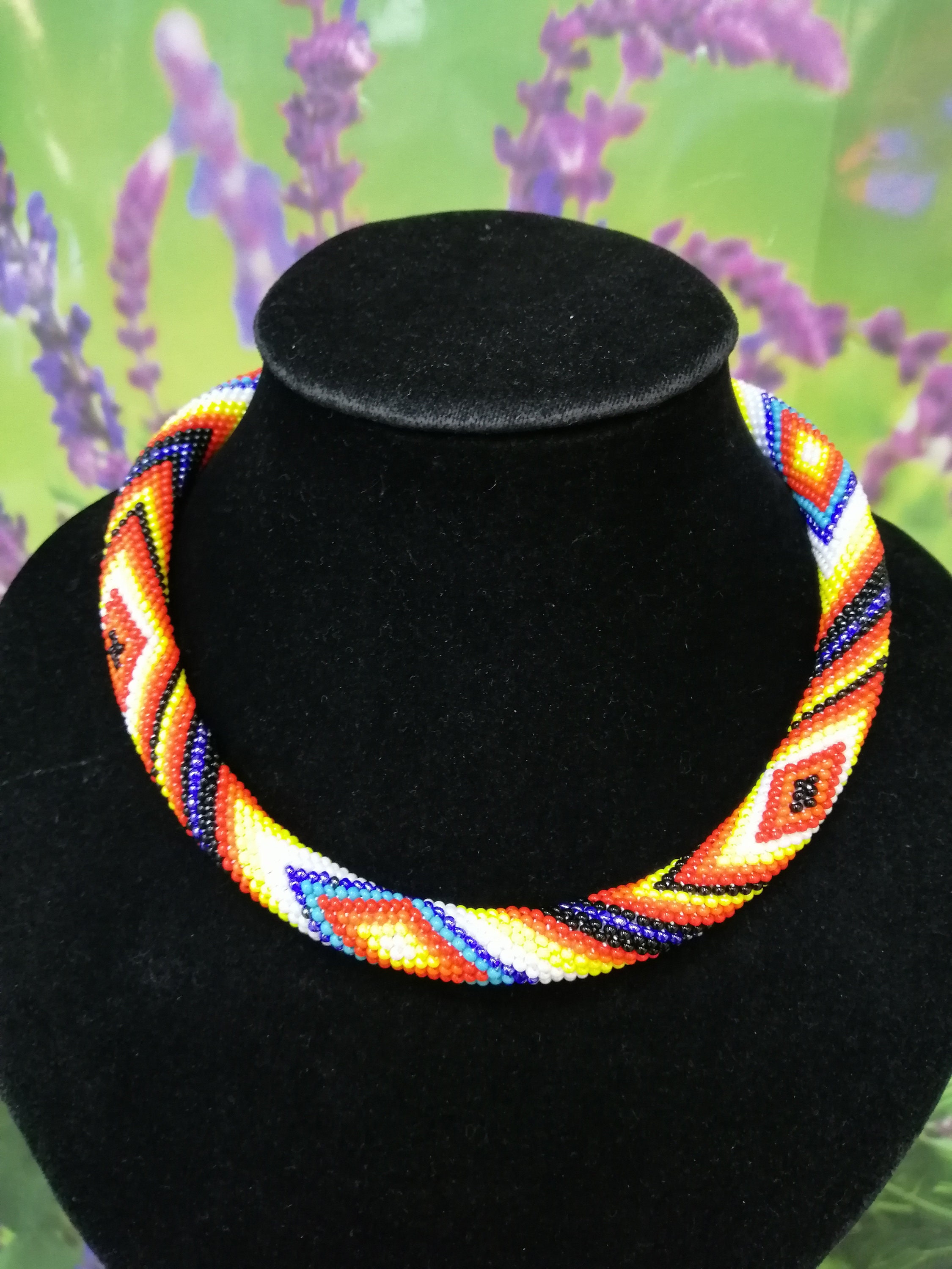 Rainbow Rope Seed Beads Native American Style Beaded Necklace - Etsy