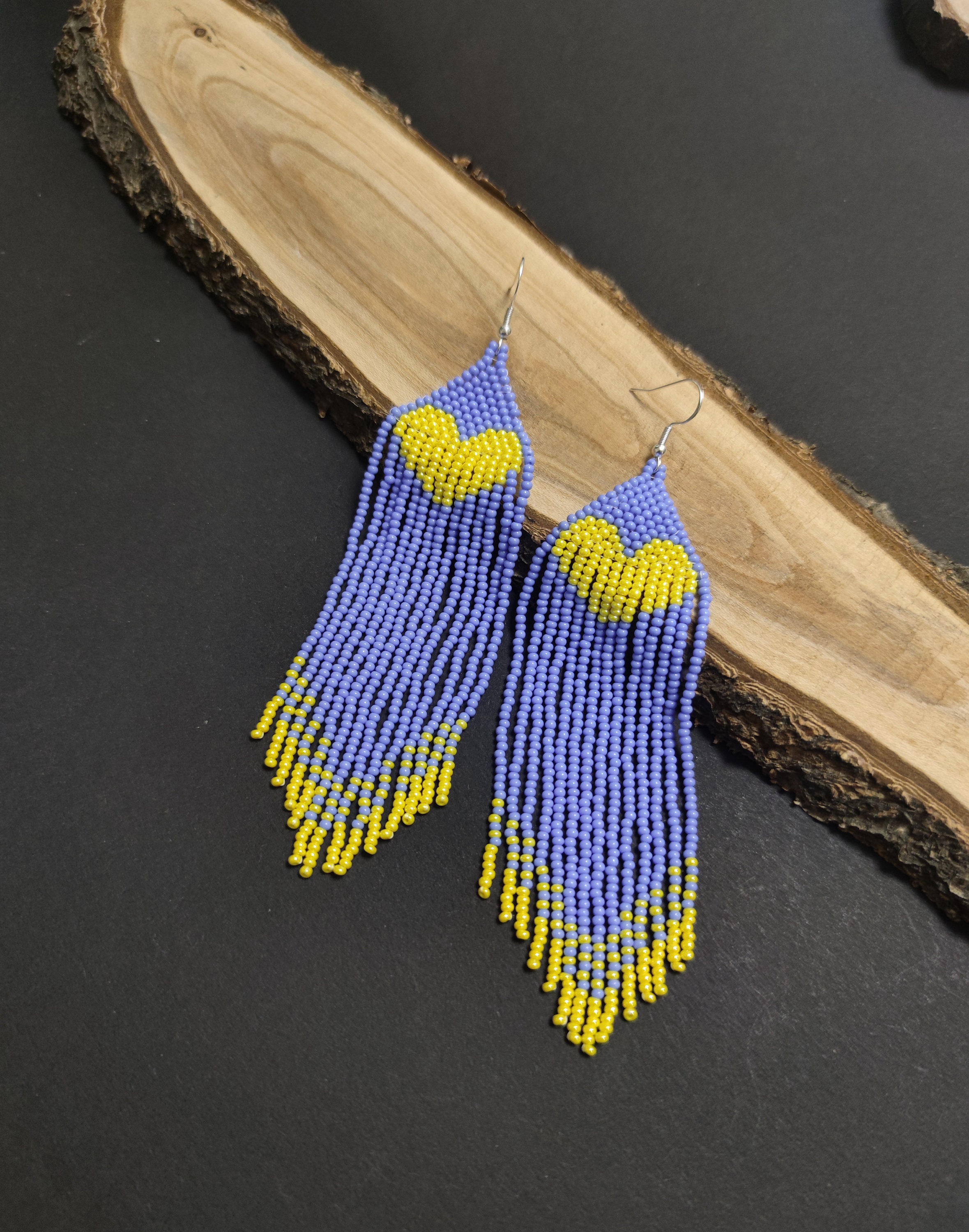 Ukrainian Beaded Earrings Ukraine Flag Earrings Fringe | Etsy