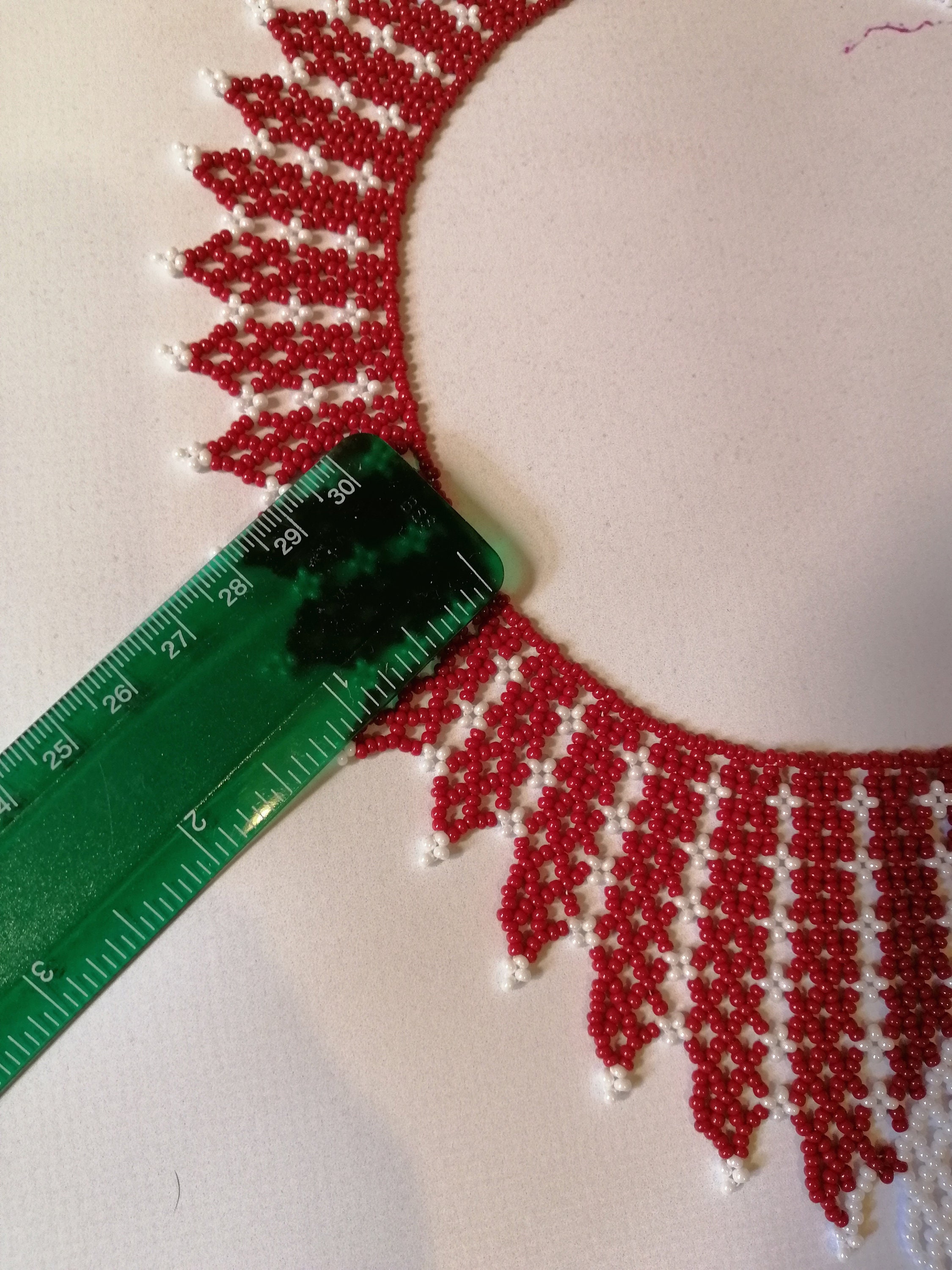 Necklace beaded collar Red white collar Choker beaded Collar | Etsy