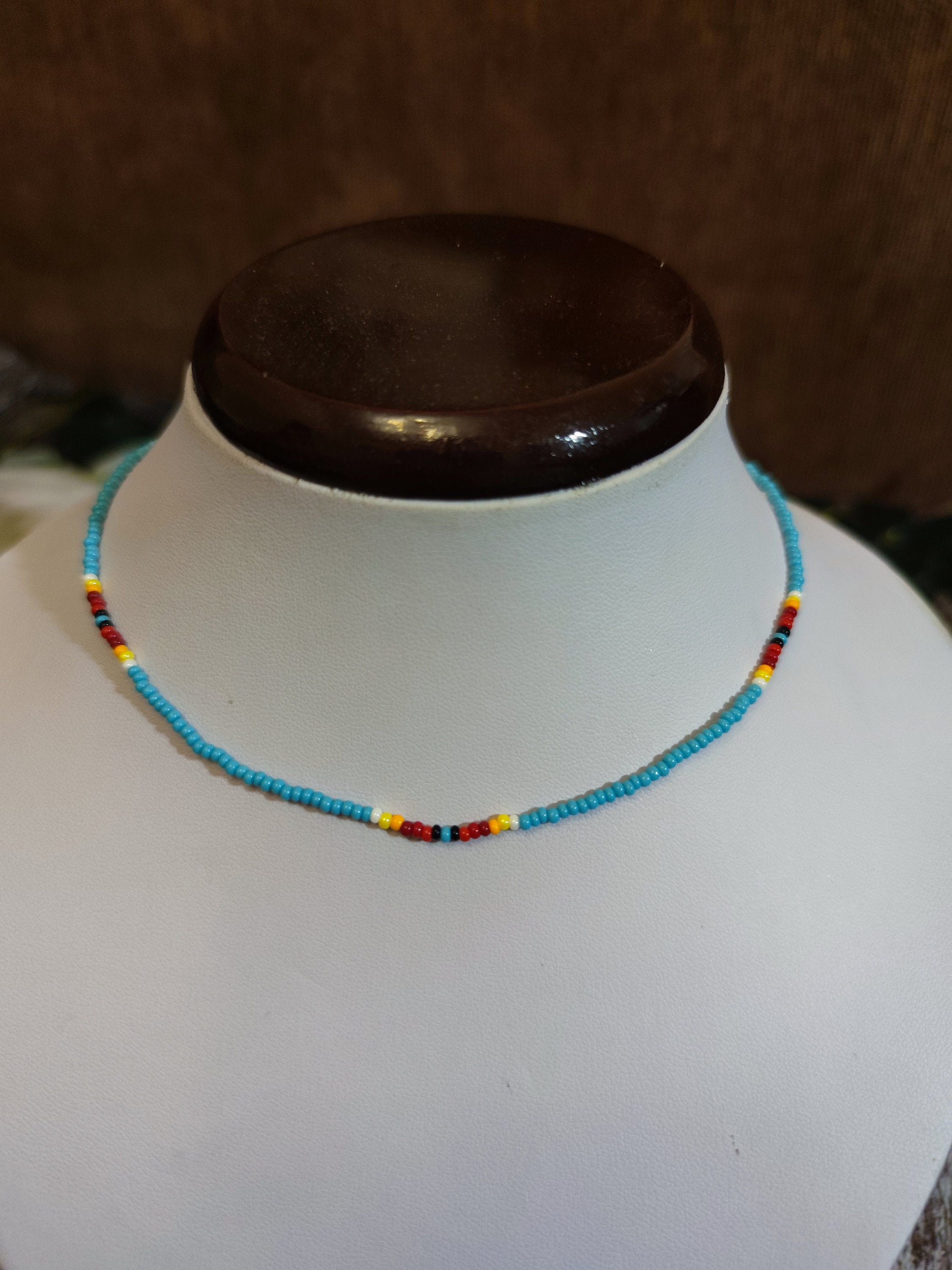 Native Beaded Necklace Boho Necklace Short Turquoise Necklace | Etsy