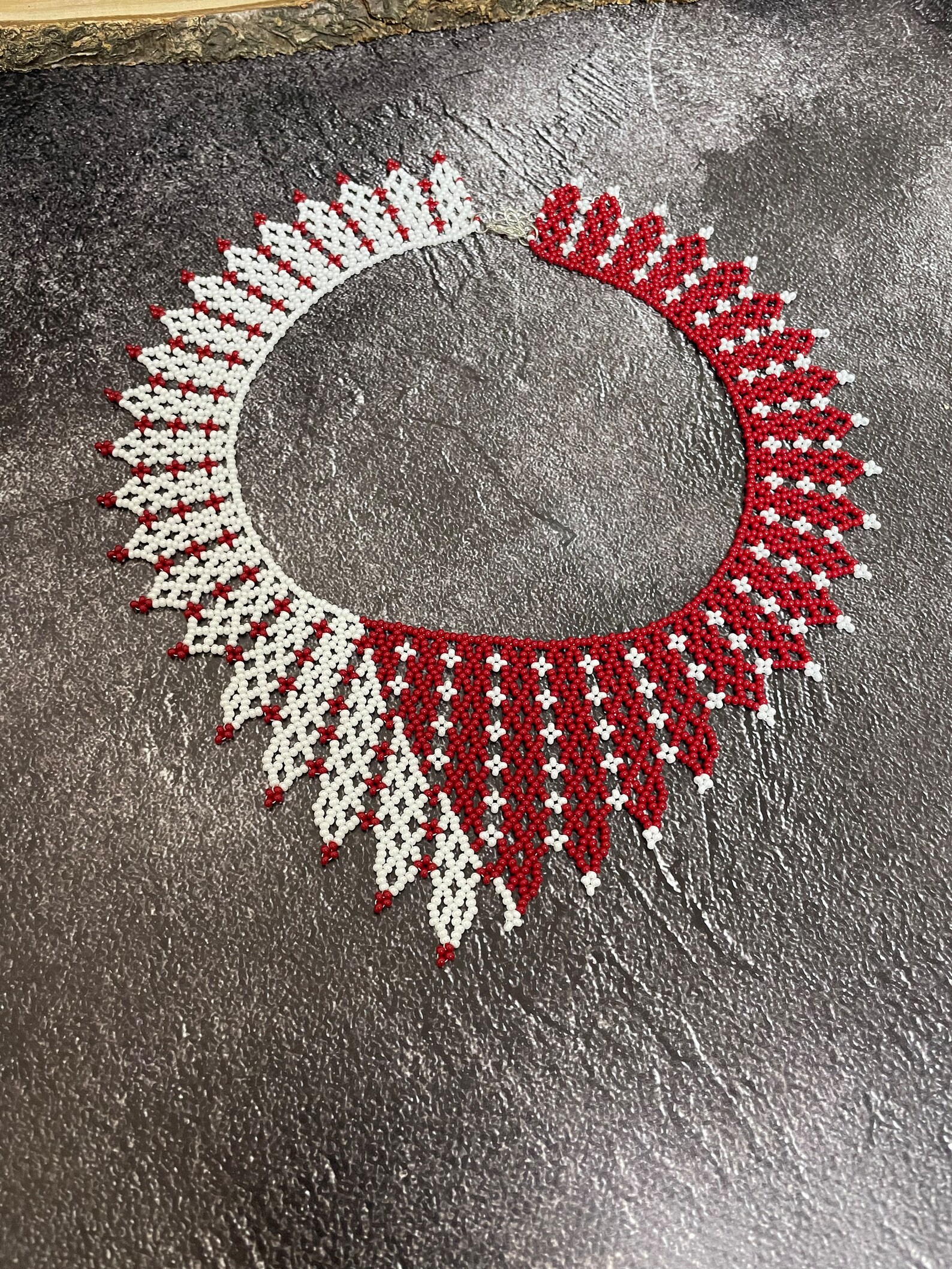 Necklace Beaded Collar Red White Collar Choker Beaded Collar - Etsy