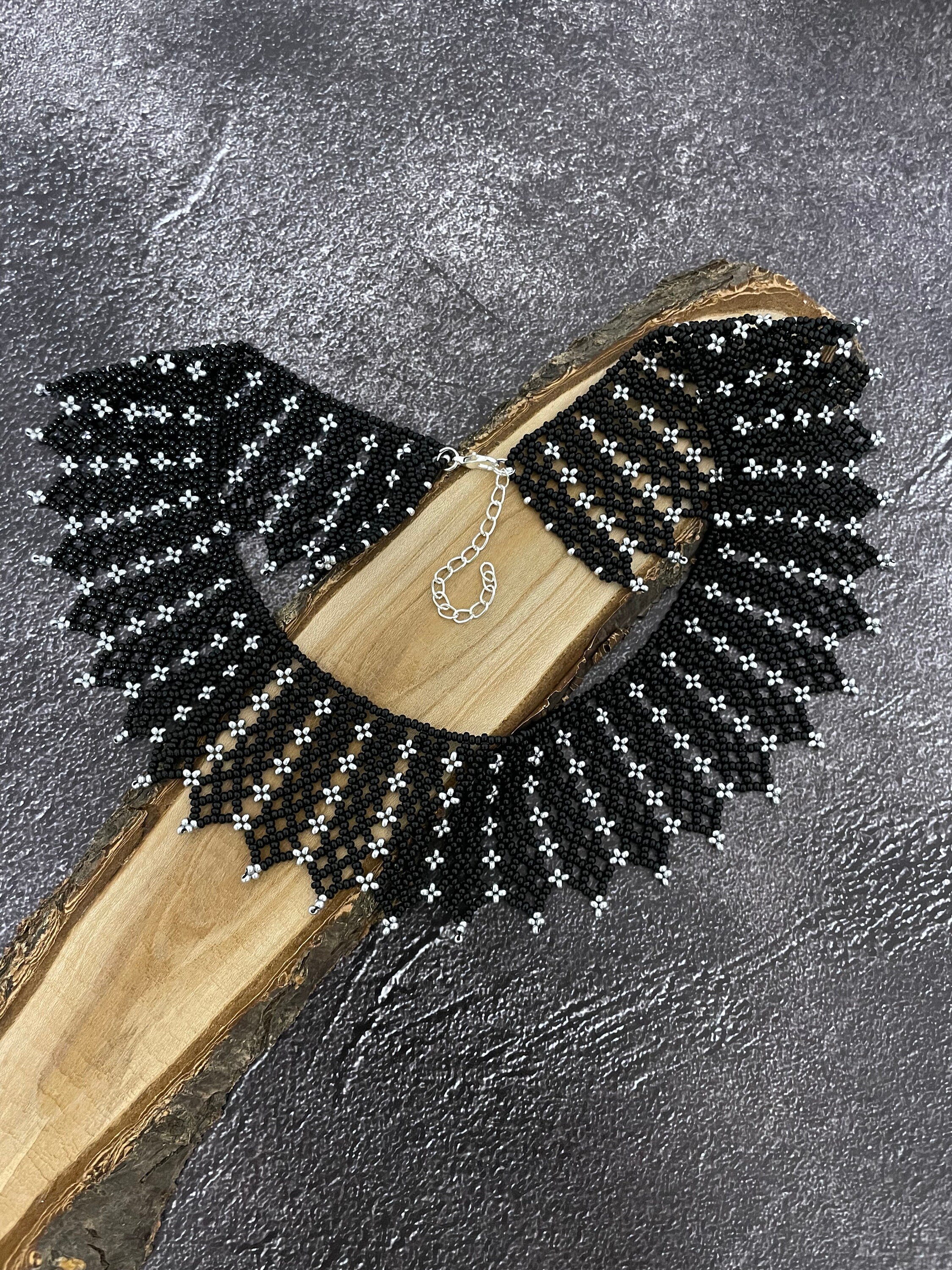 Black Silver Dissent Collar RBG Ruth Bader Ginsburg Beaded Collar ...