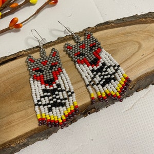 Seed Bead Earrings Wolf Earrings Native Earrings Peyote Earrings Animal ...