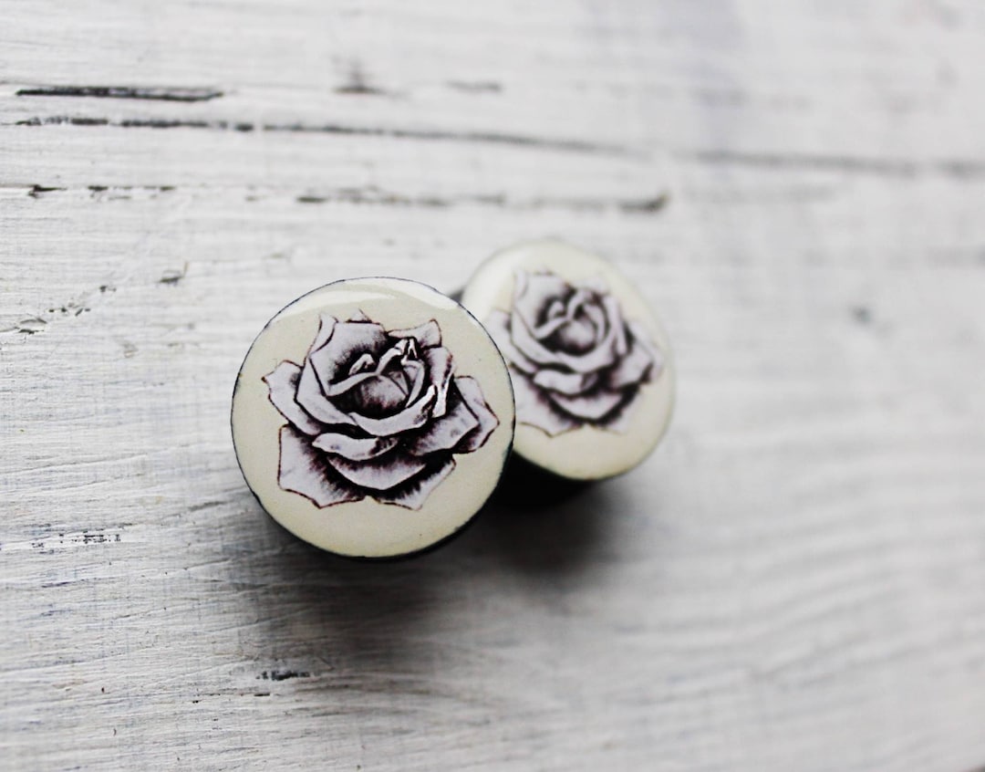 White Rose 0g Plug 2g Tunnel Ear Weight 2g Plug 4g Plug 00 Gauge 6g ...