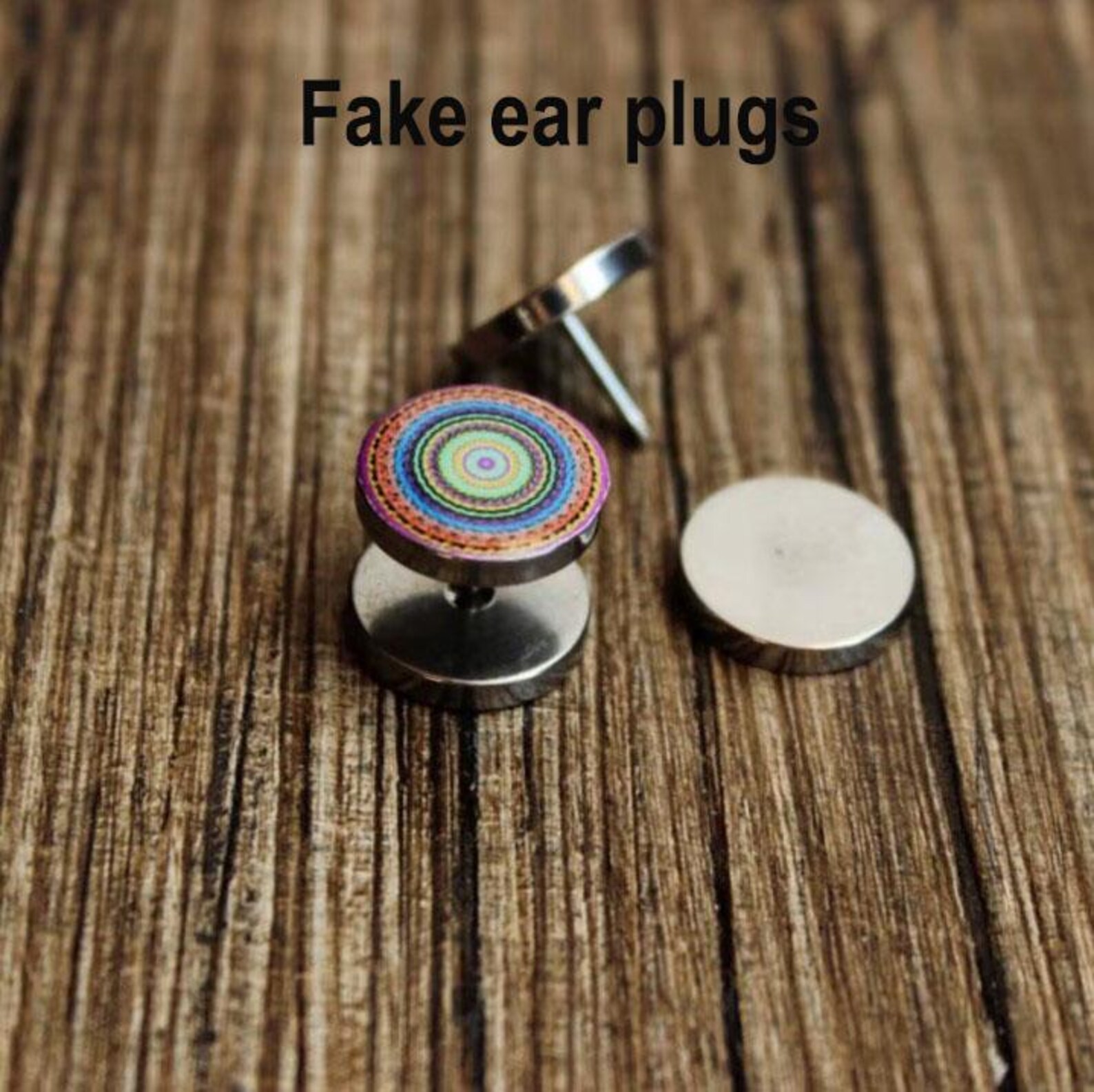 16G Faux Ear Plugs Screw on Cheater Earrings Fake Gauge Earrings Vital ...