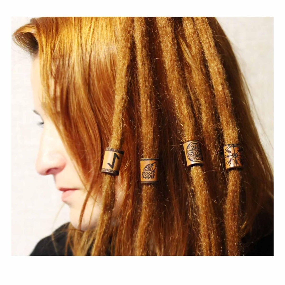 Set of 4 Rune Beads Dreadlock Bead Dread Bead Celtic Viking Asatru ...