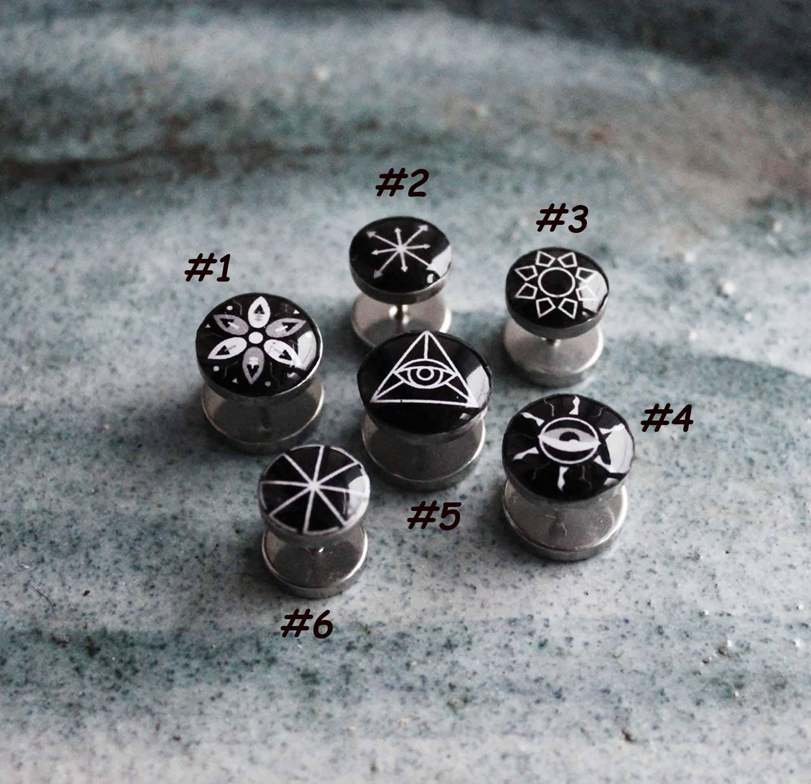 16G Faux Ear Plugs Screw on Cheater Earrings Fake Gauge Earrings Vital ...