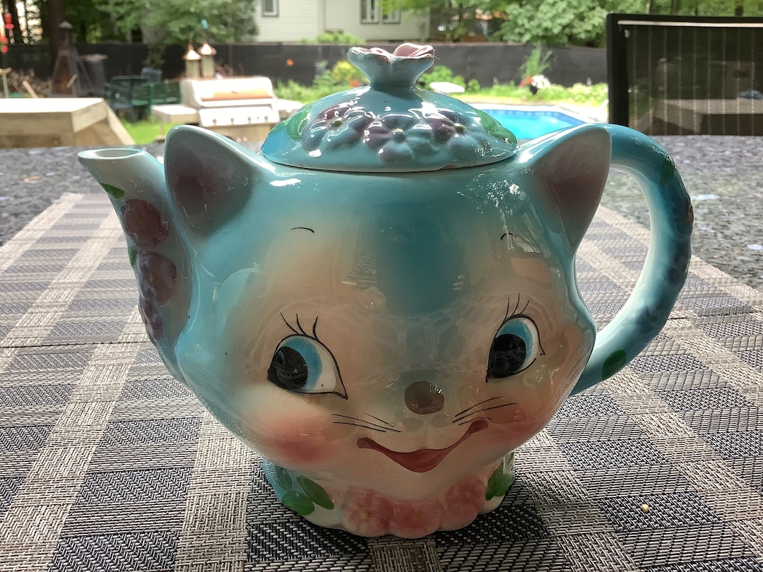Vintage Norcest Chase Japan Blue Kitty Cat Teapot - Etsy Canada