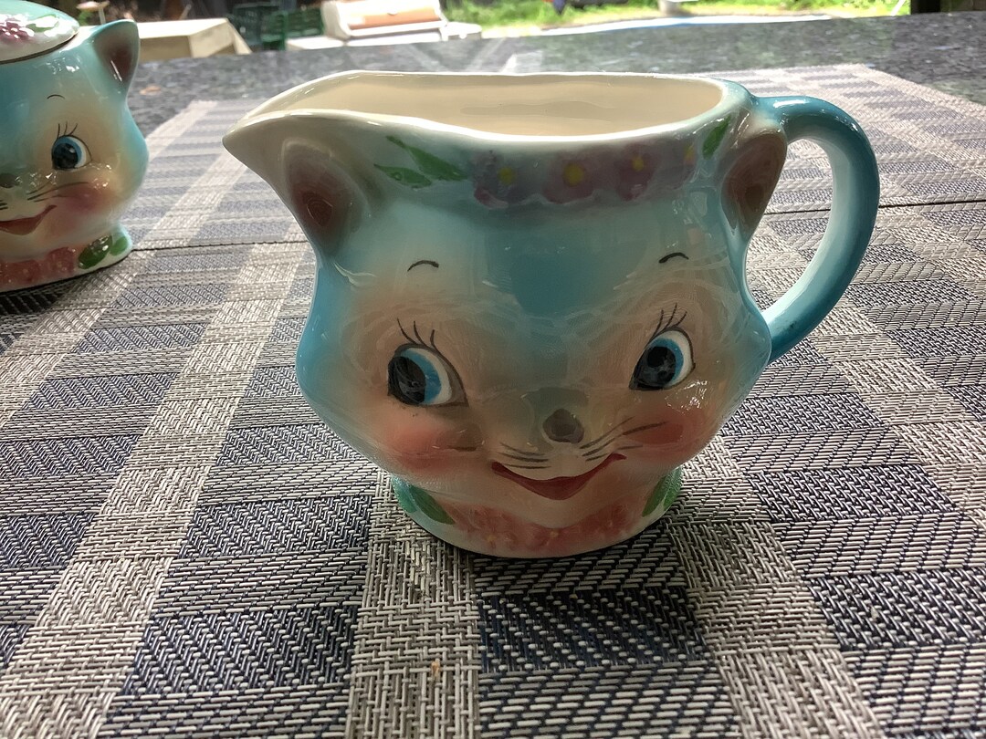 Vintage Norcest Chase Japan Blue Kitty Cat Creamer - Etsy