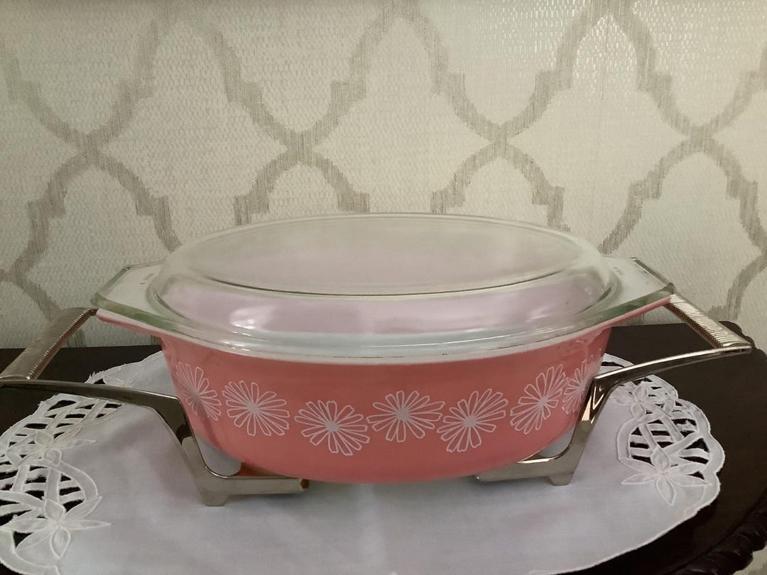 Vintage Pyrex Pink Daisy 045 With Lid and Cradle - Etsy