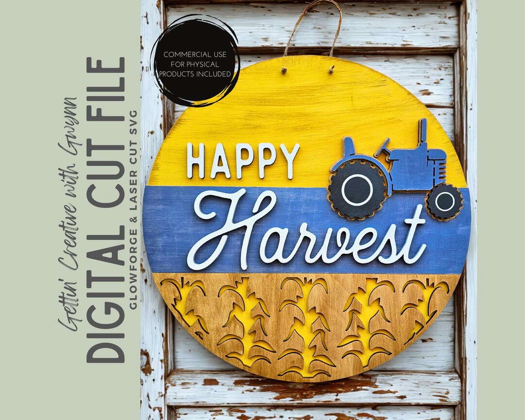 Glowforge File | Laser SVG File | Harvest Door Hanger SVG | Laser Signs ...