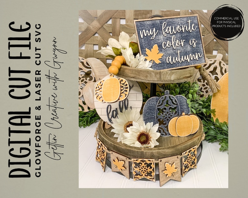 Glowforge File Laser SVG File Fall Tier Tray SVG Tier - Etsy