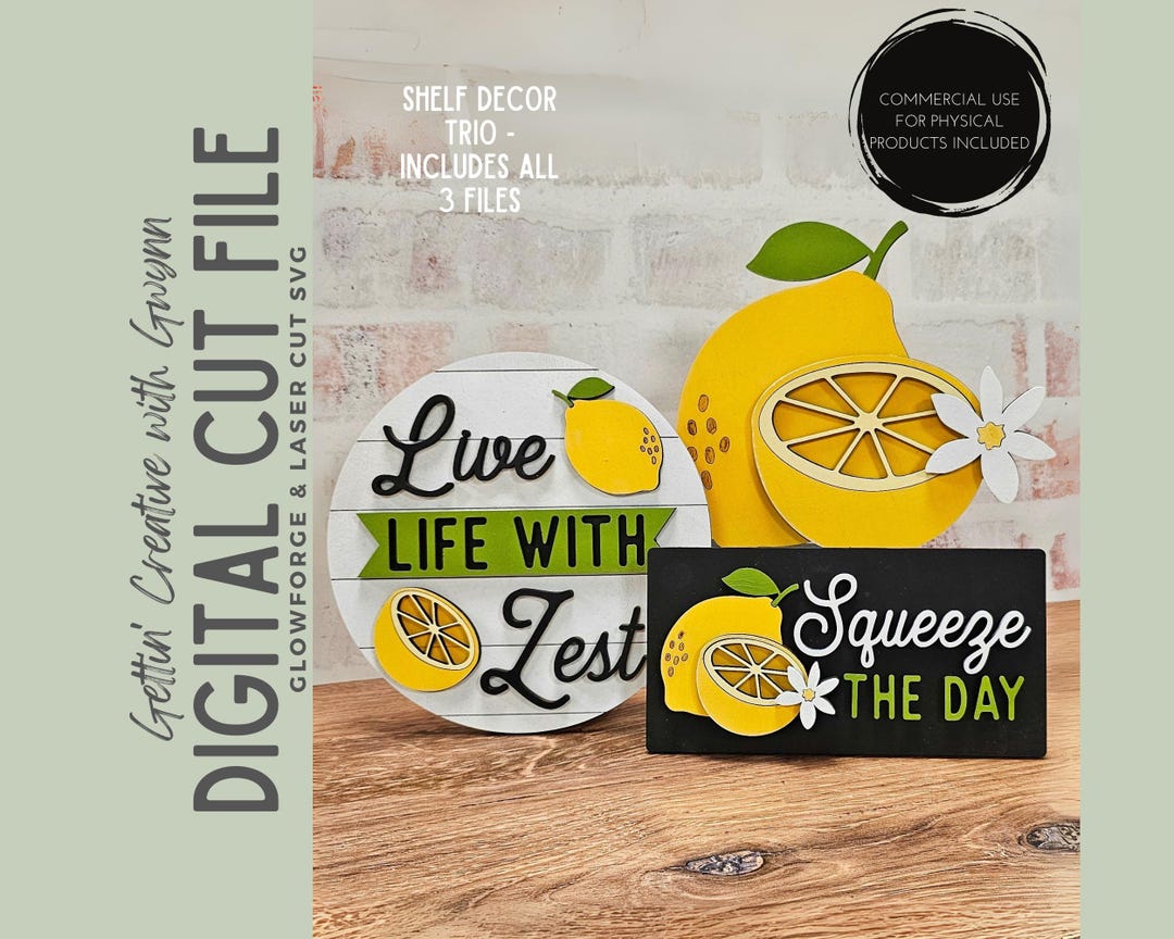 Glowforge File | Laser SVG File | Lemon Shelf Decor SVG | Laser Signs ...