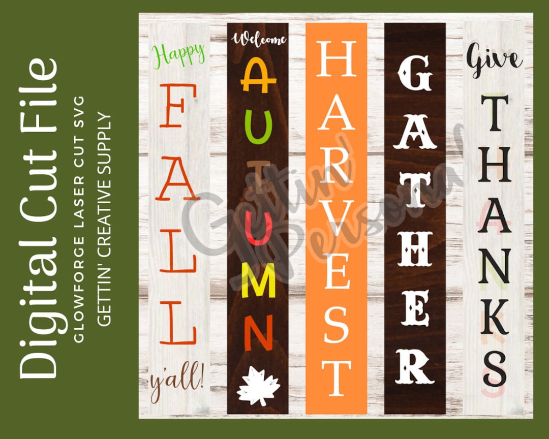 Glowforge Fall Sign Bundle | Fall Glowforge SVG | Porch Sign Laser Cut ...