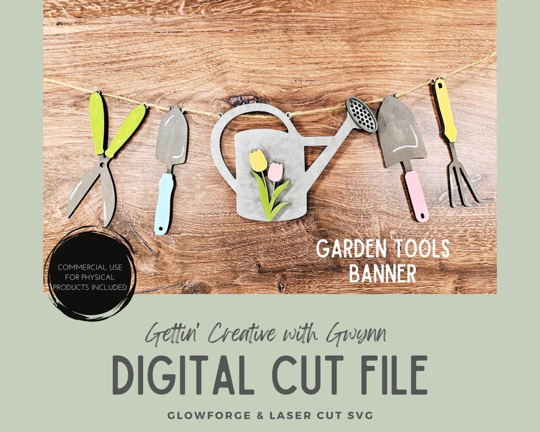 Garden Tool Banner Laser SVG | Spring Laser Sign | Gardening Laser SVG ...