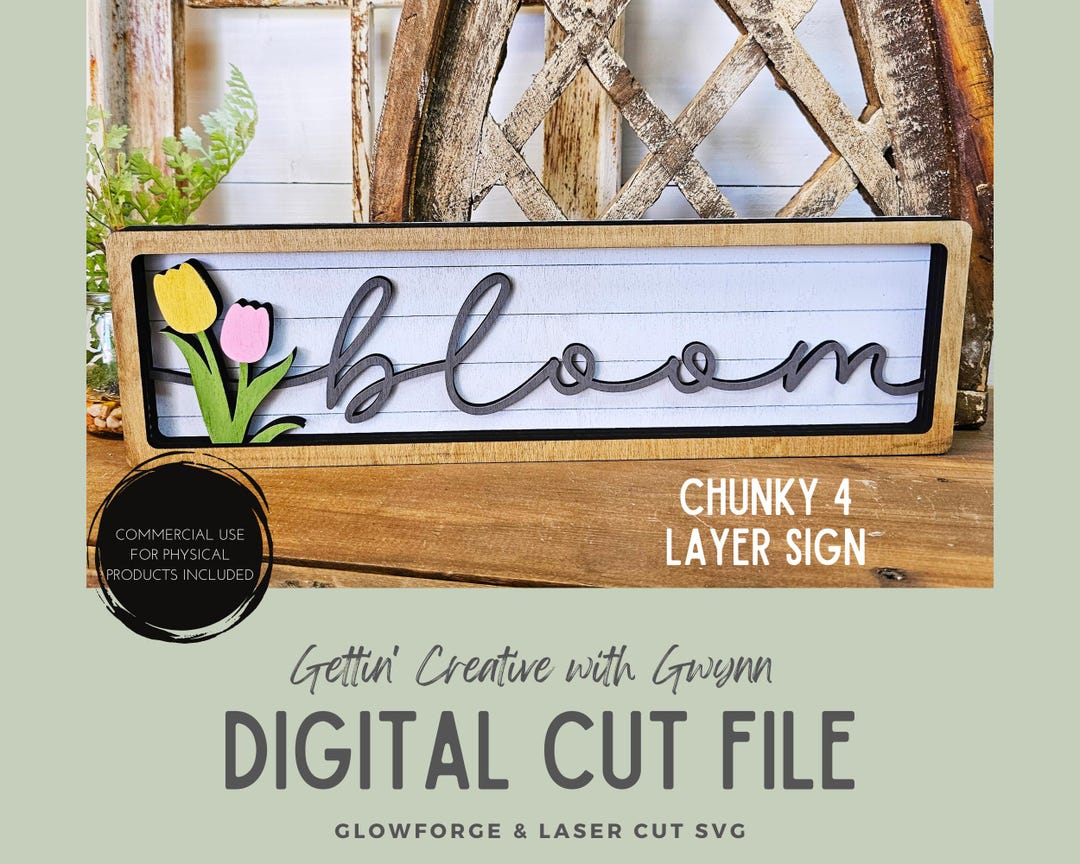 Bloom Tulip Sign Laser SVG | Spring Laser Sign | Gardening Laser SVG ...