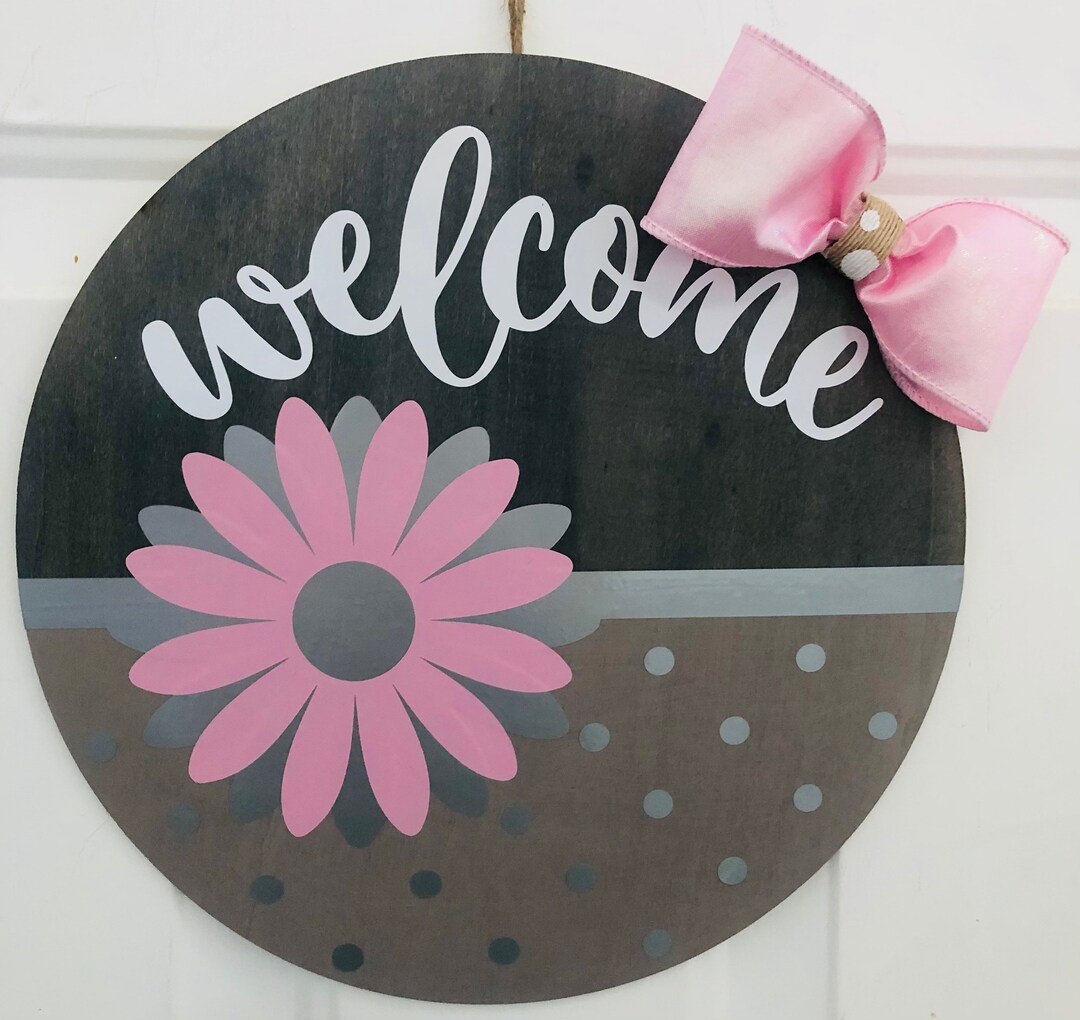 Welcome Spring Wooden Door Hanger. Spring Sign. Wood Sign. Welcome Sign ...