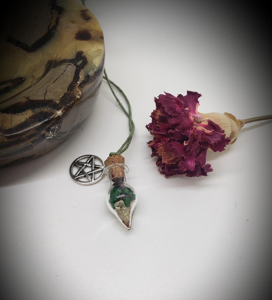 Spell Jar Necklace // Good Luck Spell Jar // Spell Bottle Pendant ...