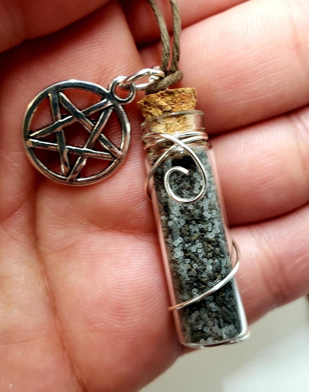 Spell Jar // Witch Black Salt Spell Protection Jar Necklace // - Etsy