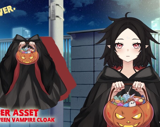 Vtuber Asset Halloween Vampire Costume Blanket PNG Version - Etsy
