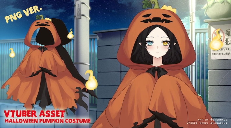 Vtuber Asset Halloween Pumpkin Costume Blanket PNG Version - Etsy Australia