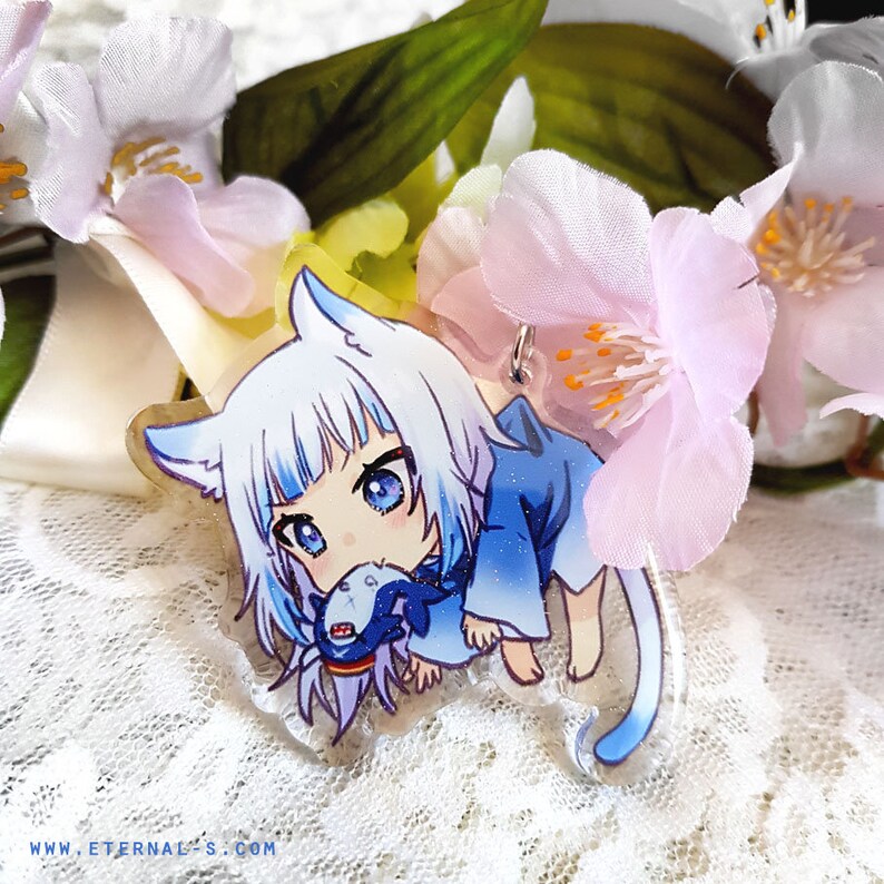 Hololive En Gawr Gura glitter keychain ina cali mori kiara | Etsy