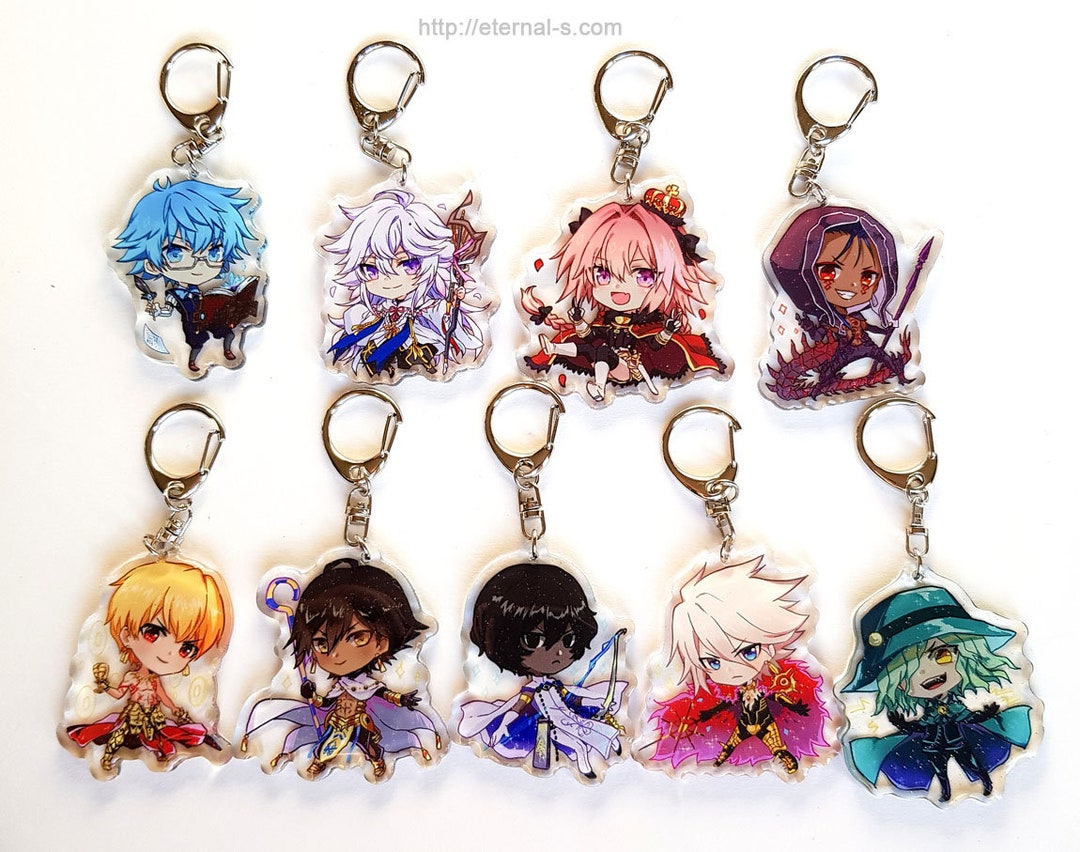 Fate Grand Order FGO 2.5 Inch Glitter Keychain Merlin Astolfo Cu ...