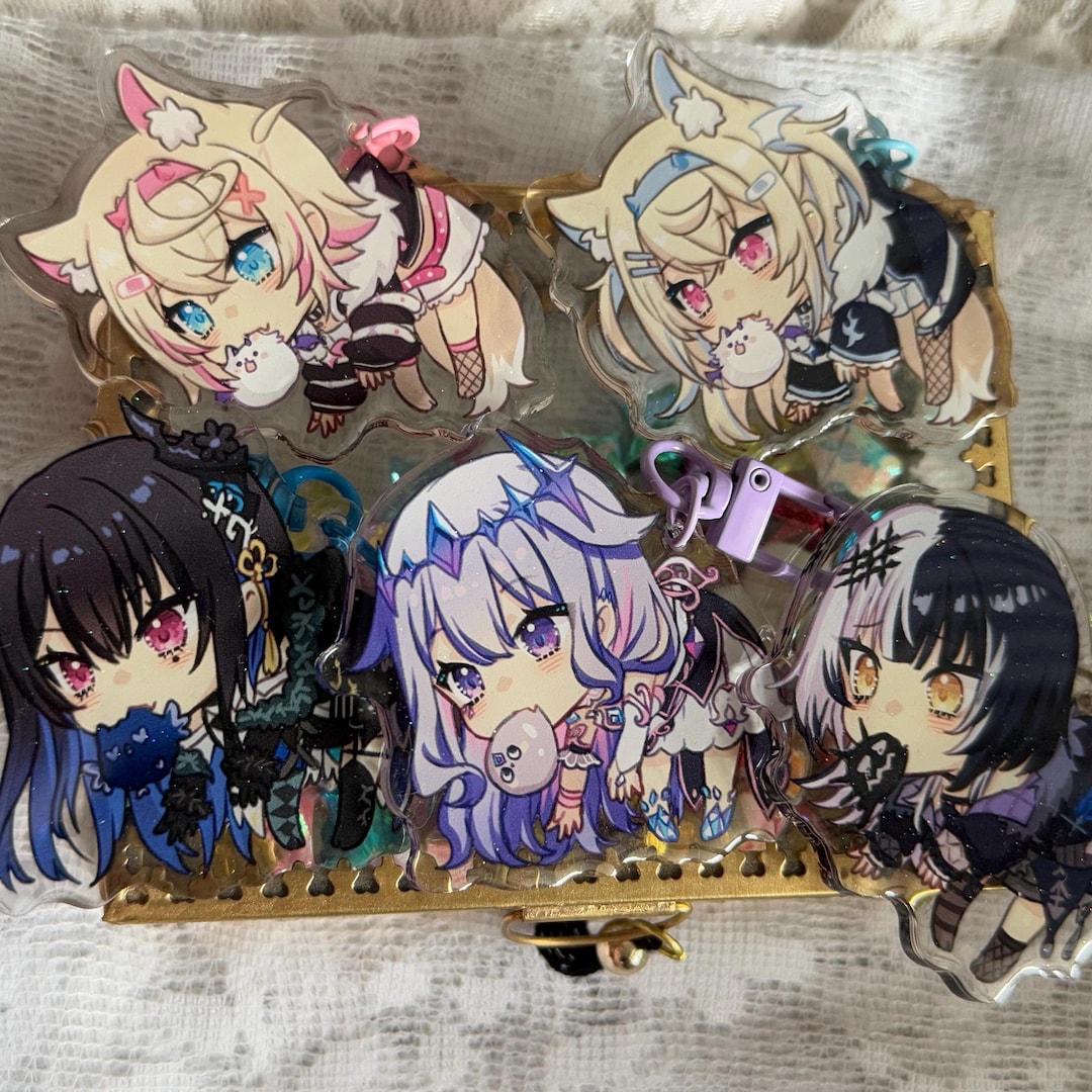 Vtuber Hololive En Justice Glitter Keychain Fuwamoco Biboo Nerissa ...