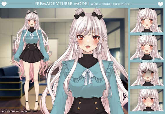 Premade Live 2d Vtuber Model Cute Bun Anime Girl for Vtubing - Etsy