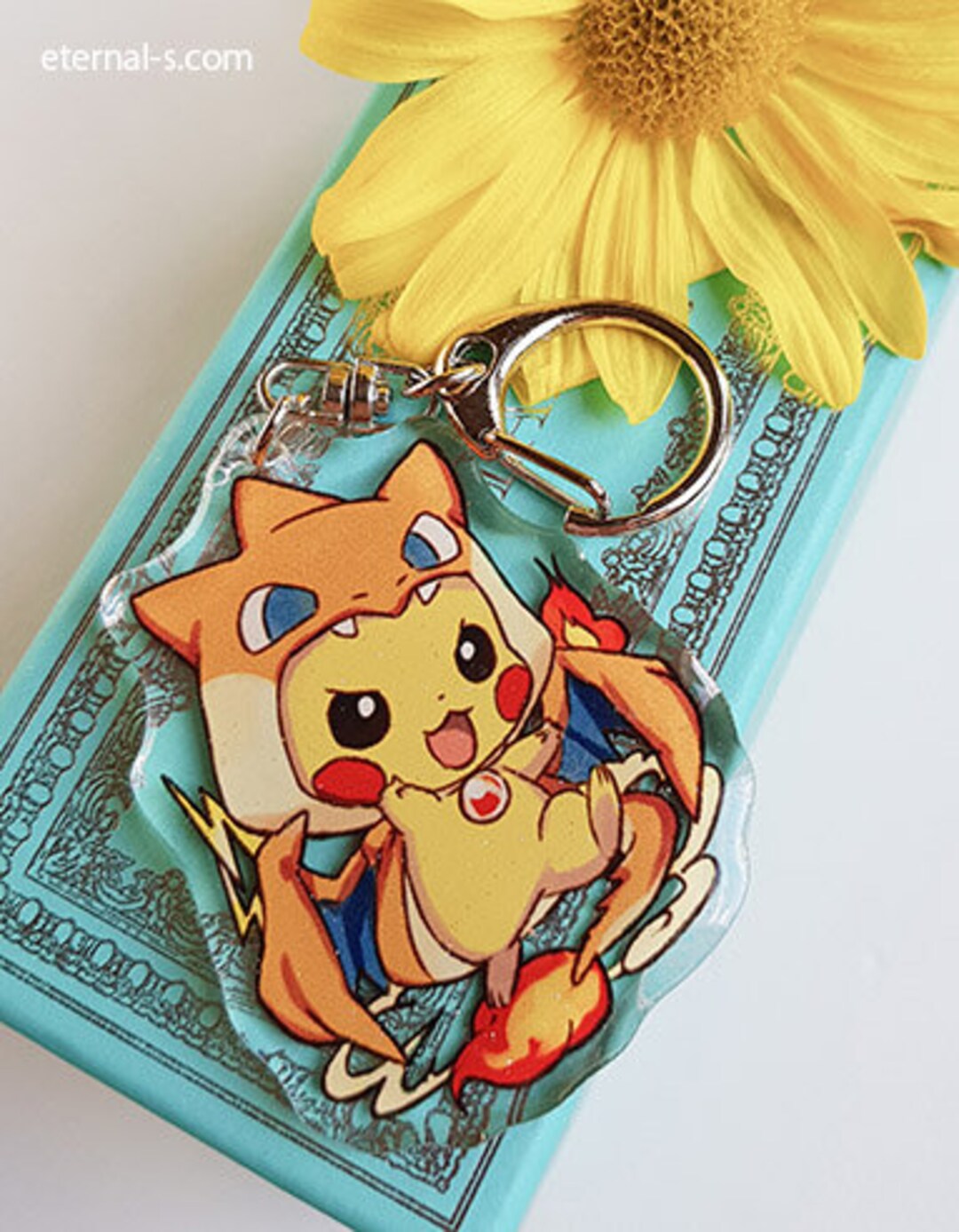 Pokemon Pikachu 2.5 Inch Glitter Keychain Charizard - Etsy