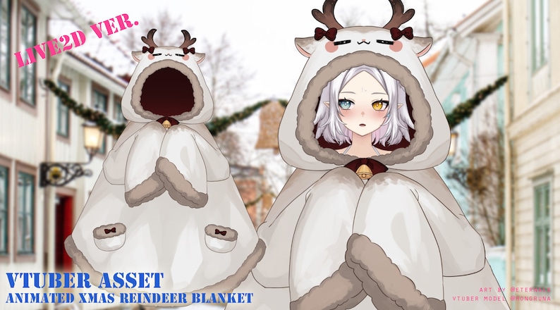 Vtuber Asset Animated Christmas Winter Reindeer Costume Blanket Model ...