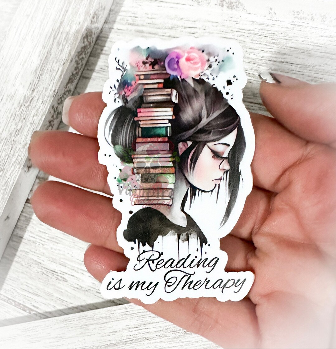 Reading is My Therapy 1, Ereader, Laptop Case Large Waterproof Sticker ...