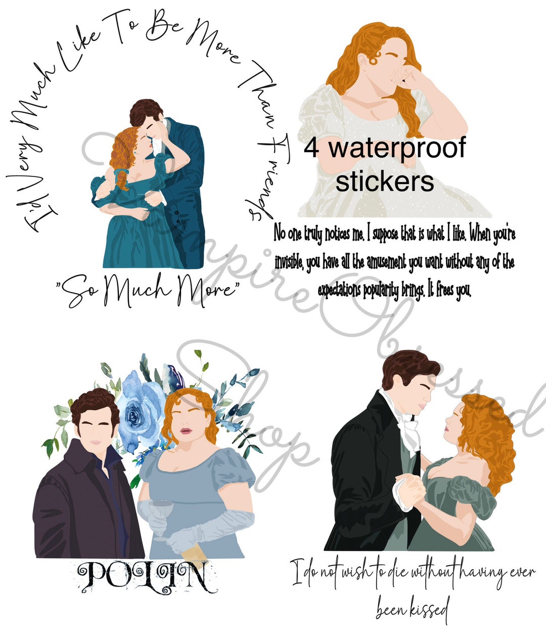 Polin Sticker Set , Penelope and Colin, Large Waterproof Bookish ...
