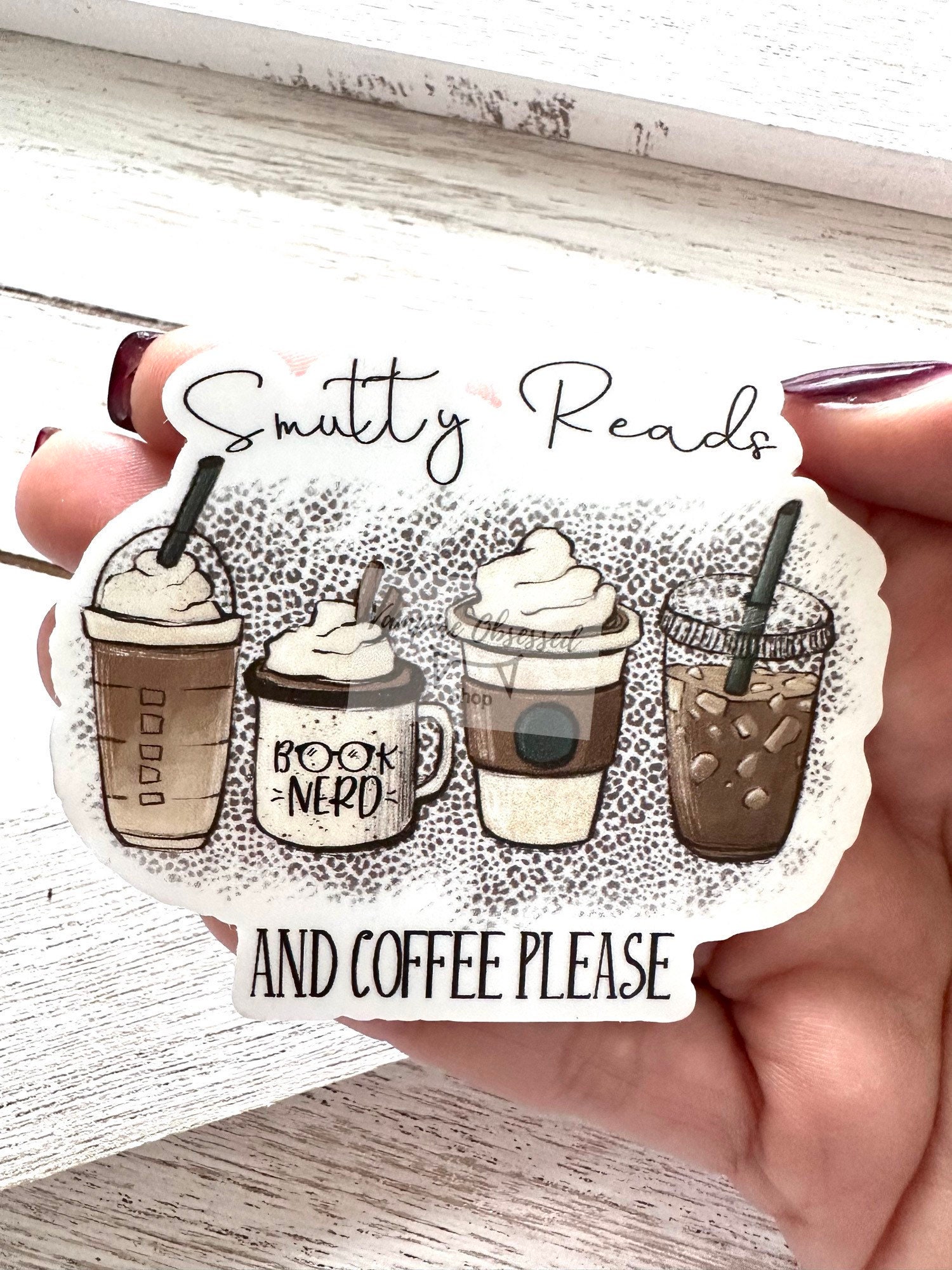 Smutty Reads and Coffee Please Large Bookish Sticker Ereader - Etsy