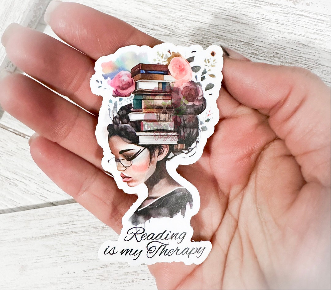 Reading is My Therapy 2, Ereader, Laptop Case Large Waterproof Sticker ...