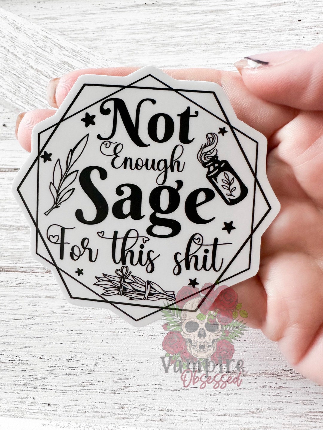 Not Enough Sage, Book, Large Bookish Waterproof Sticker - Etsy