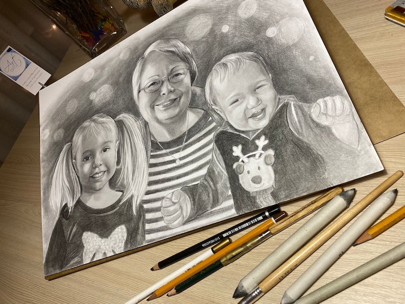 Hand Drawn Portrait Custom Drawing From Photo Portrait From | Etsy