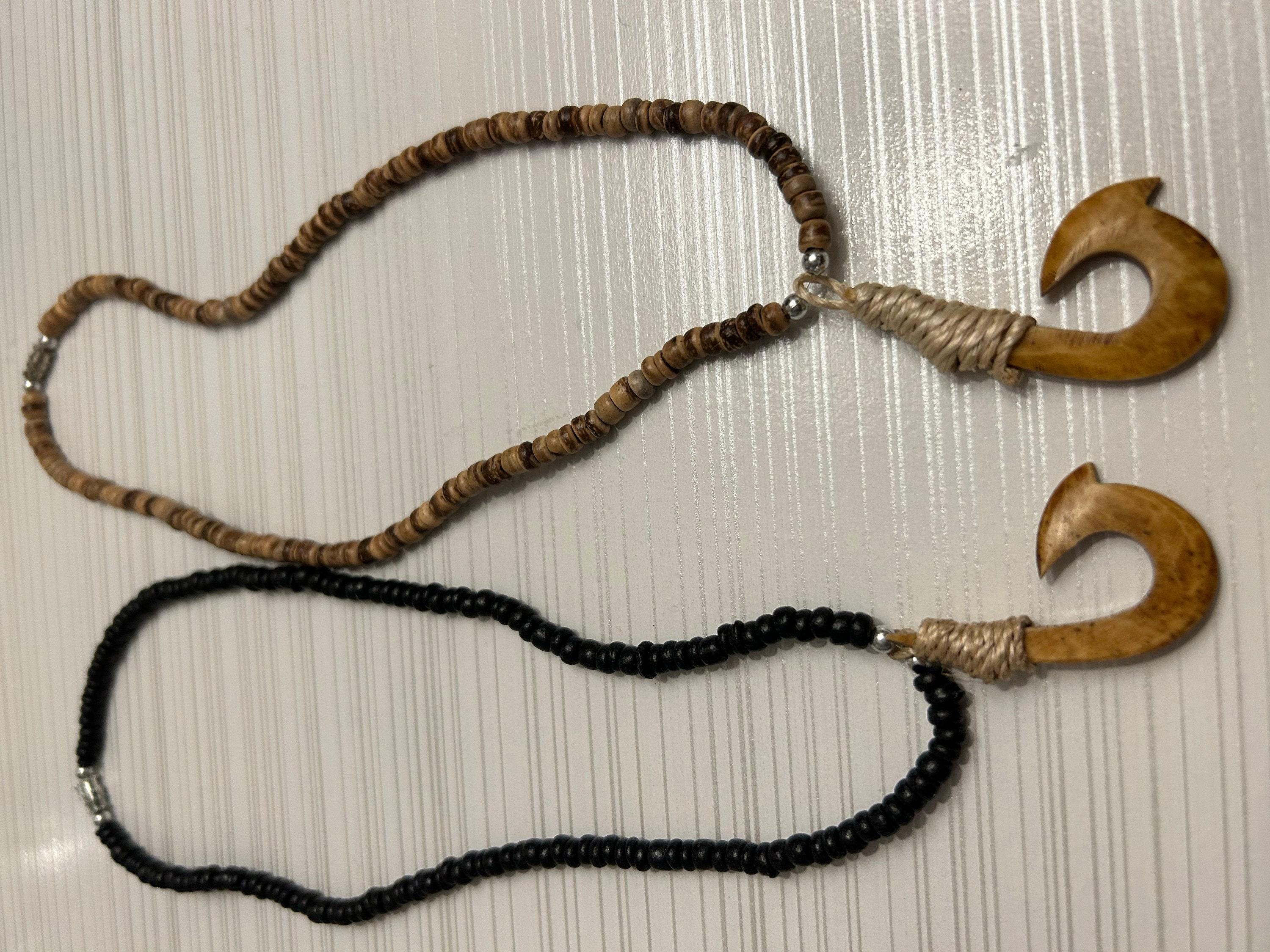 Coconut Shell Necklace With Koa Wood maui Fish Hook - Etsy