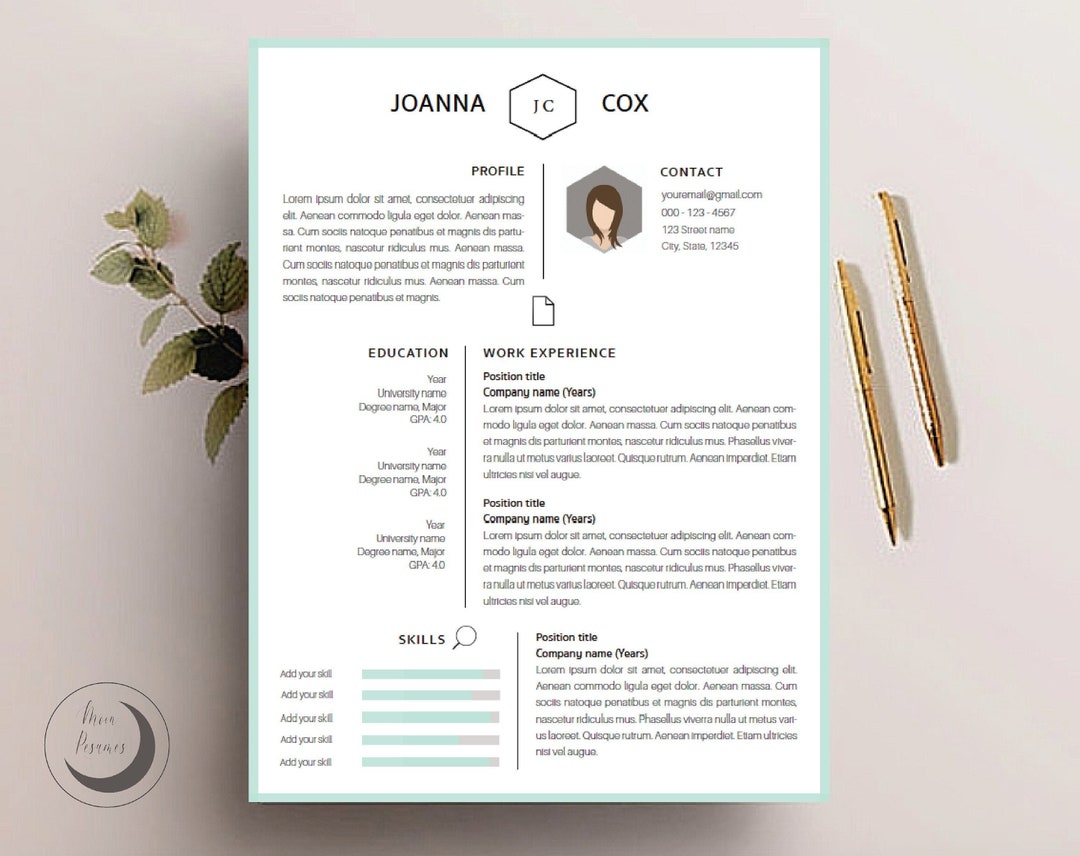 Clean Modern Template Conservative Resume Template Cover Letter Instant ...