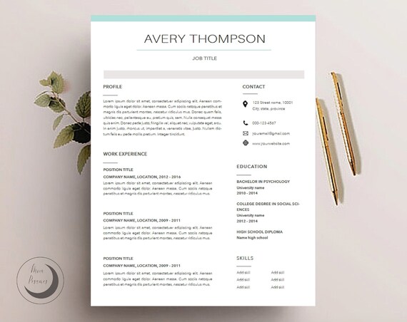 Clean Modern Template Conservative Resume Template Cover - Etsy UK