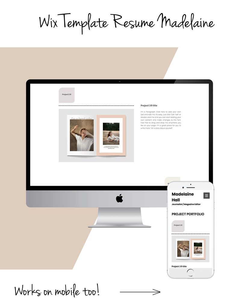 NEW Wix Online Resume Template Feminine Customizable Etsy