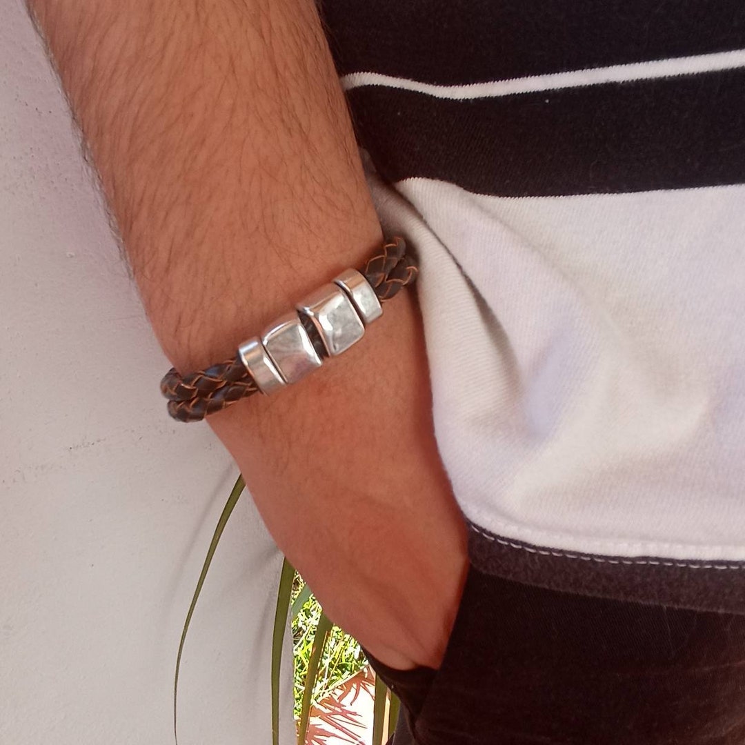 Men's Leather Bracelet, Handmade, Handmade, Unique Pieces, Dad Gift ...