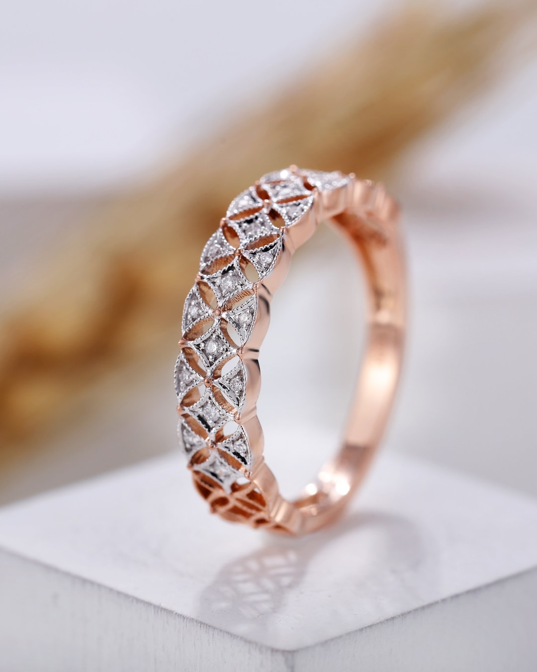 Unique Diamond Wedding Band,thick Band Women,ring Women,milgrain Ring ...