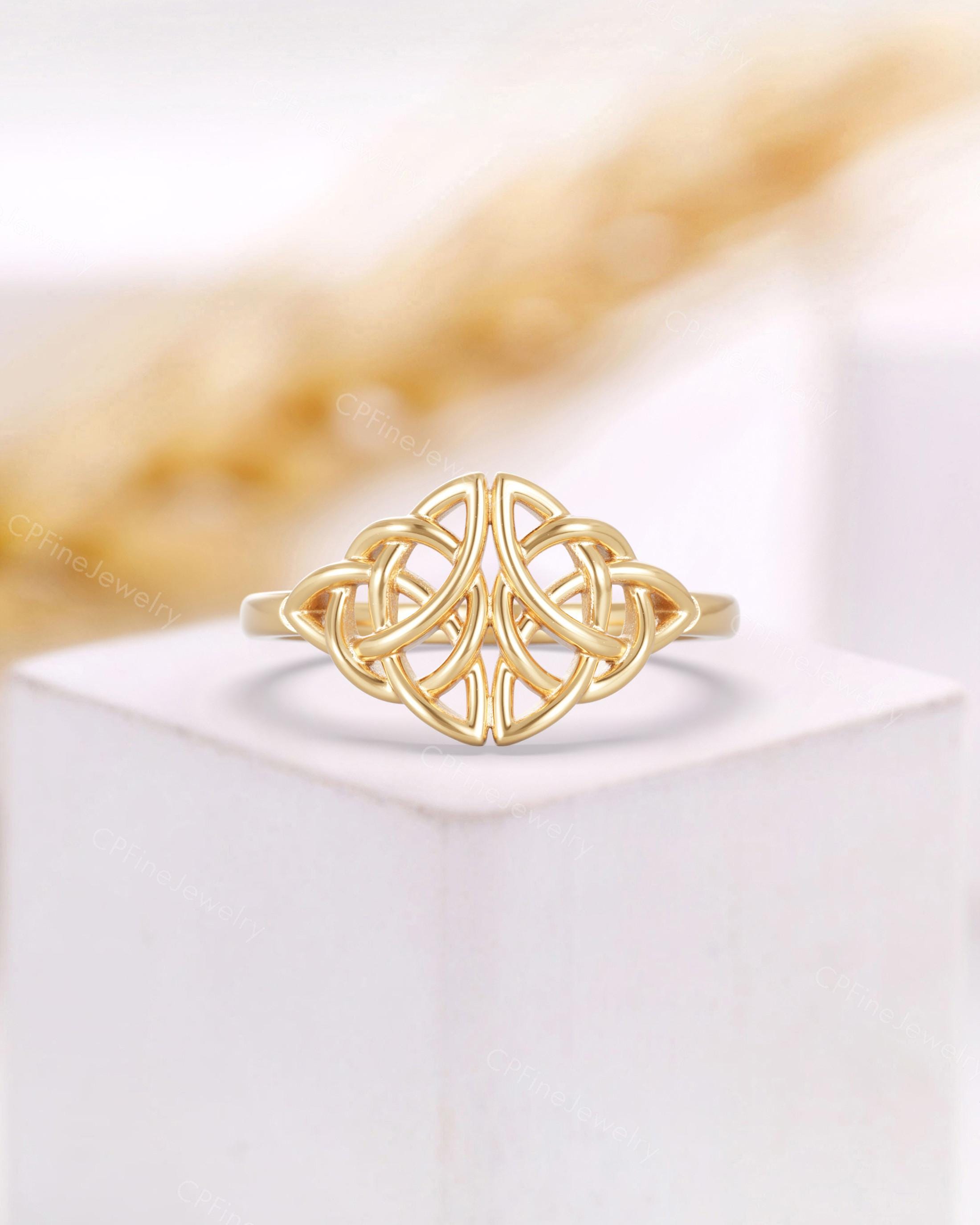Celtic Knot Gold Ring, Yellow Gold Endless Knot Ring, Solid Gold Love ...